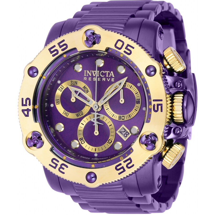 Invicta Reserve Propeller Chronograph Quartz Purple Dial Men's Watch ...