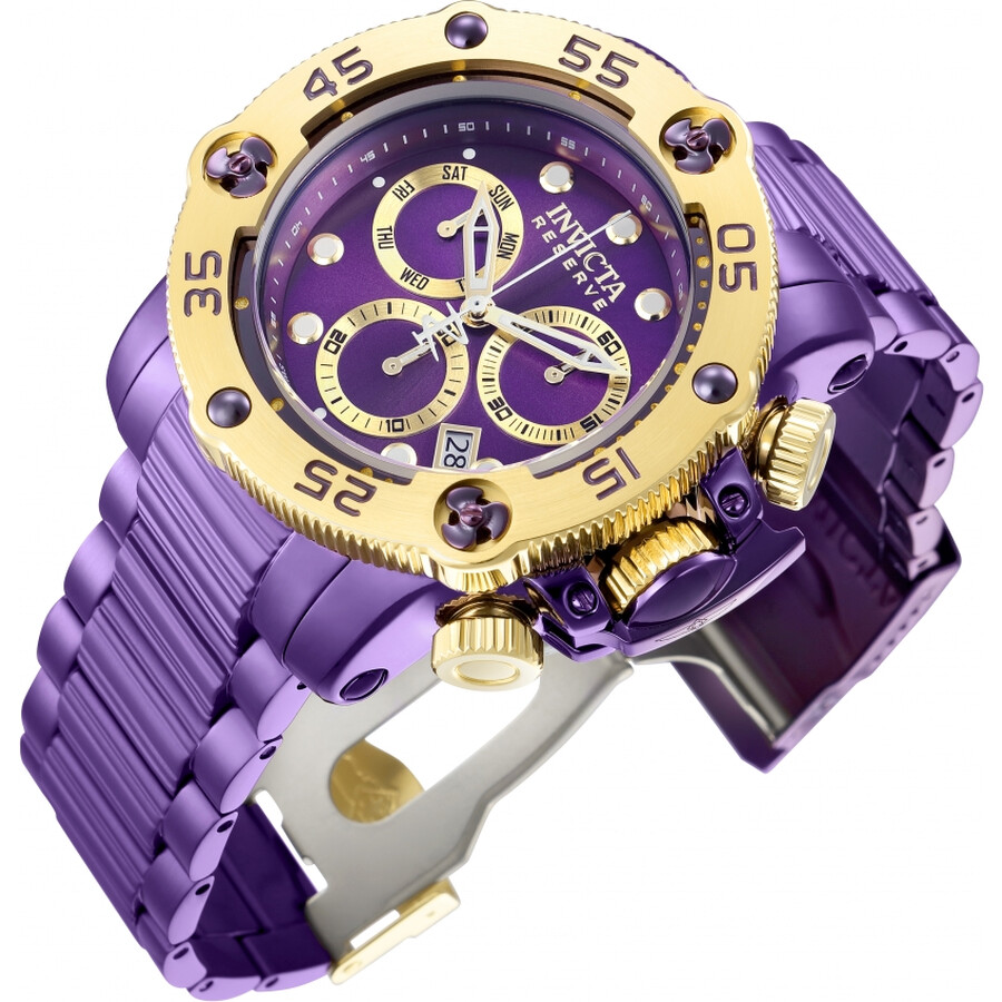 Invicta Reserve Propeller Chronograph Quartz Purple Dial Men's Watch ...