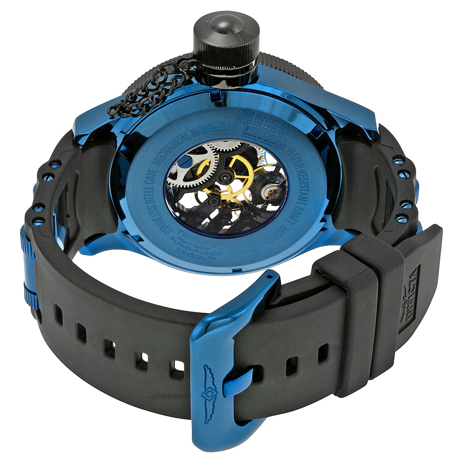 Invicta Russian Diver Mechanical Black Skeleton Dial Black Polyurethane ...