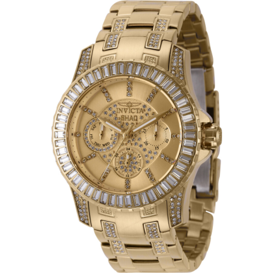 Invicta Shaq GMT Quartz Crystal Gold Dial Ladies Watch 43826 ...