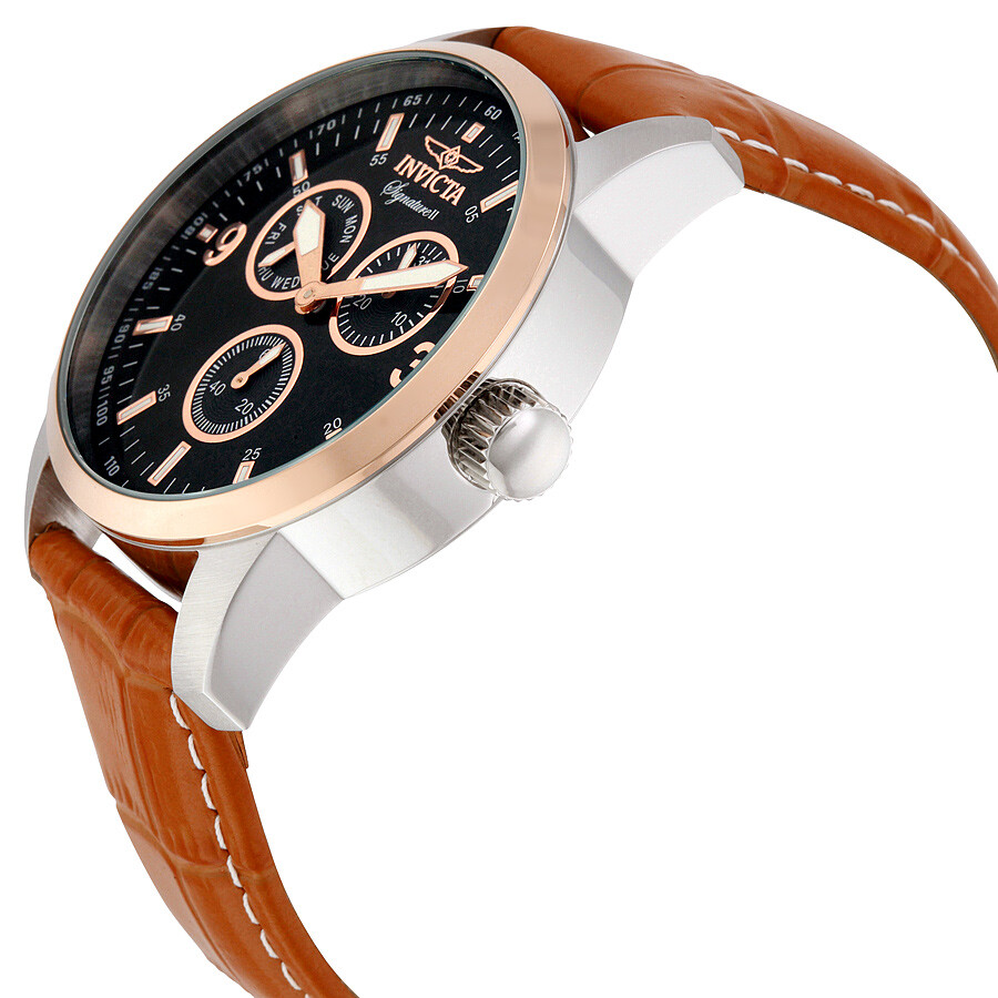 Invicta Signature Black Dial Brown Leather Men's Watch 7023 ...