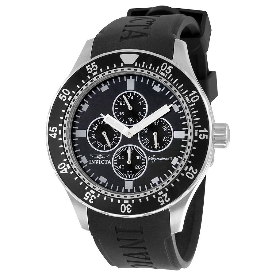 Invicta Signature II Black Dial Stainless Steel Black Rubber Men's ...