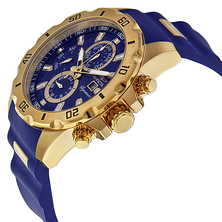Invicta Signature II Blue Dial GMT Gold Ion-plated Men's Watch 7482 ...