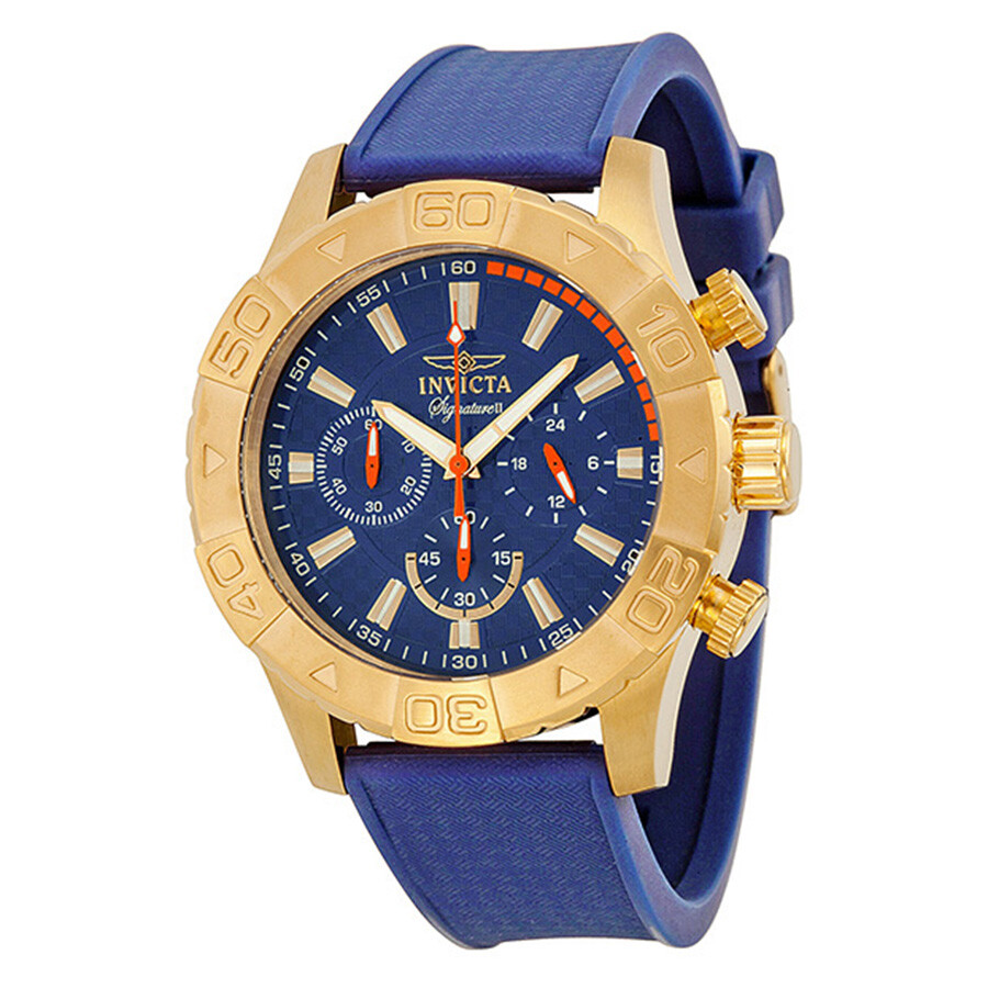 Invicta Signature II Chronograph Blue Dial Blue Polyurethane Strap Men ...