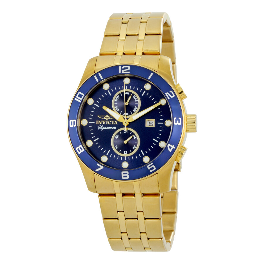 Invicta Signature II GMT Blue Dial Gold-tone Men's Watch 7450 ...
