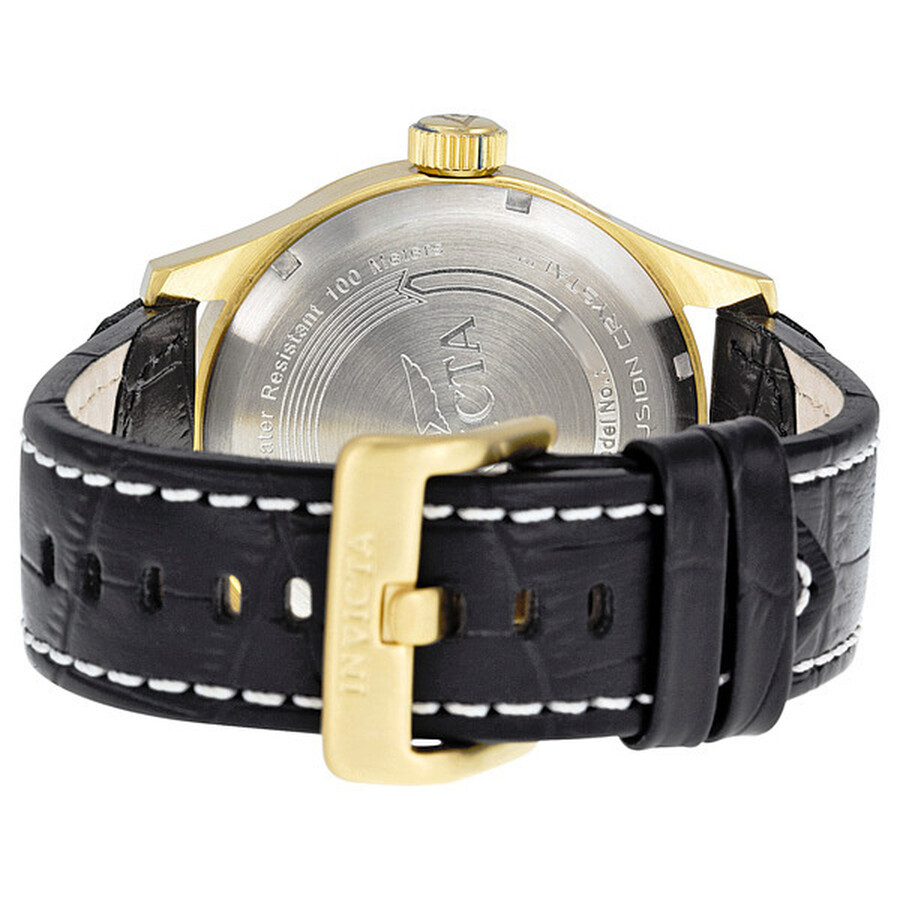 Invicta Specialty Military Black Dial Black Leather Men's Watch 10491 ...