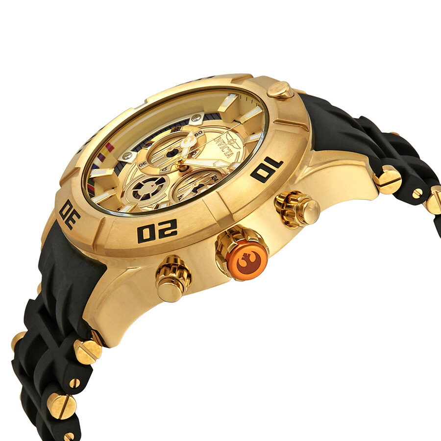 Invicta Star Wars C-3PO Chronograph Gold Dial Two-Tone Men's Watch ...