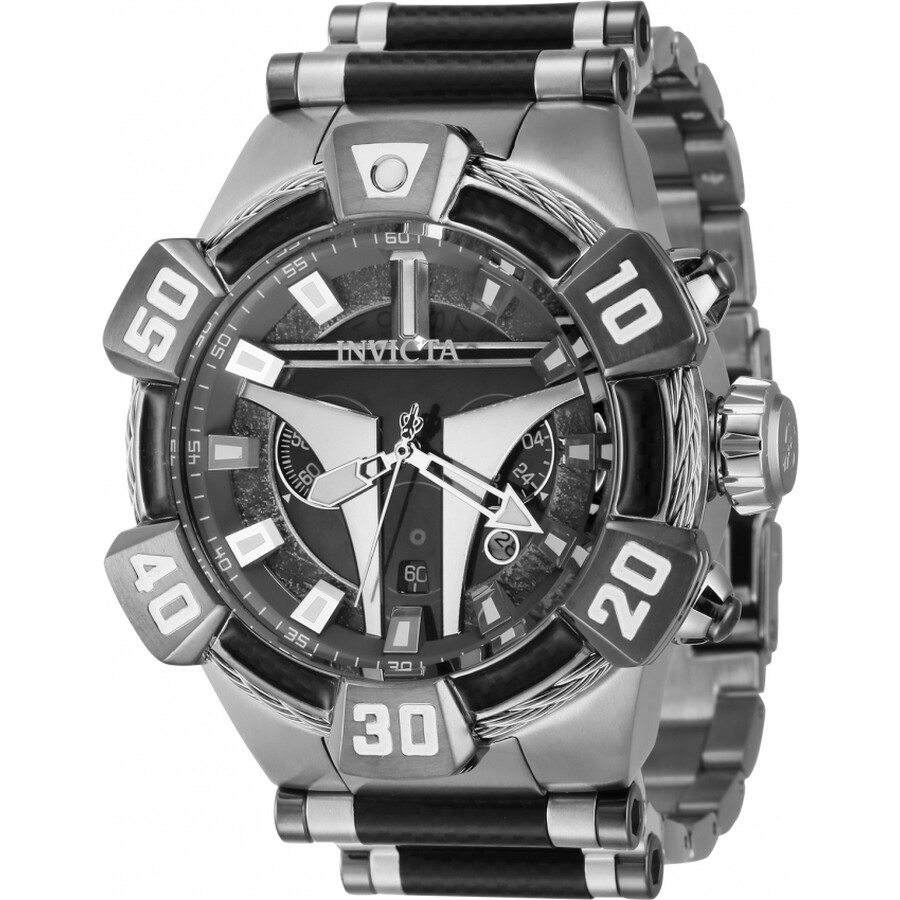 Invicta Star Wars Mandalorian Chronograph GMT Quartz Silver Dial Men's ...