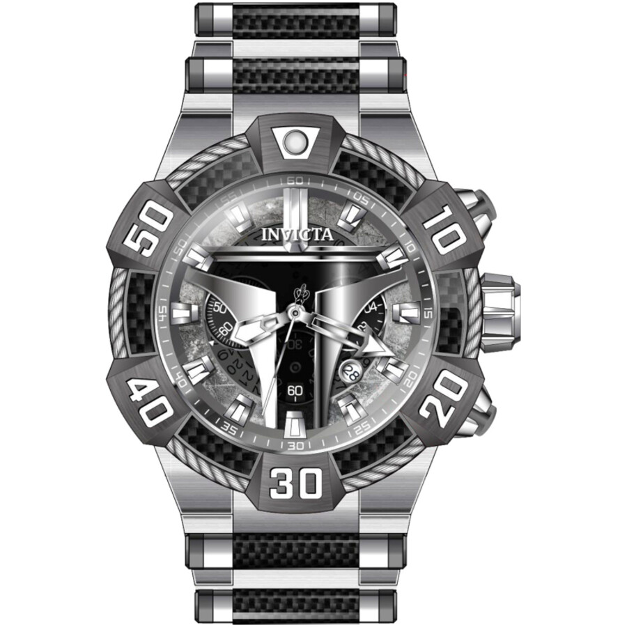 Invicta Star Wars Mandalorian Chronograph GMT Quartz Silver Dial Men's ...