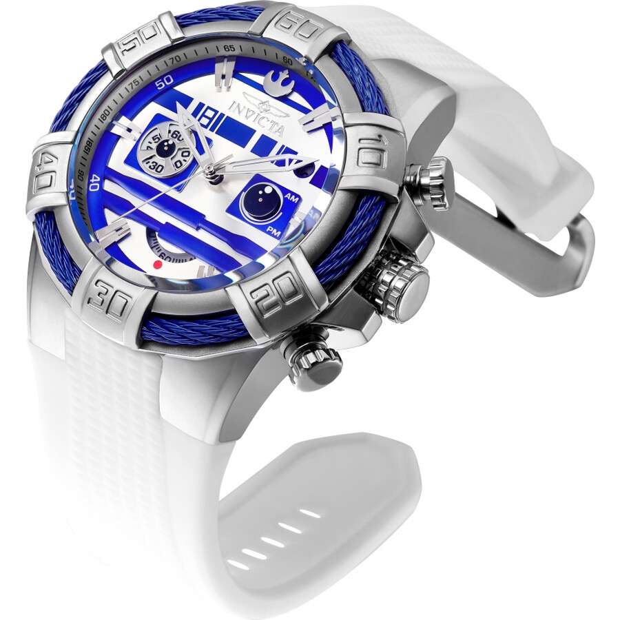 Invicta Star Wars R2-D2 Chronograph GMT Quartz Silver Dial Men's Watch ...