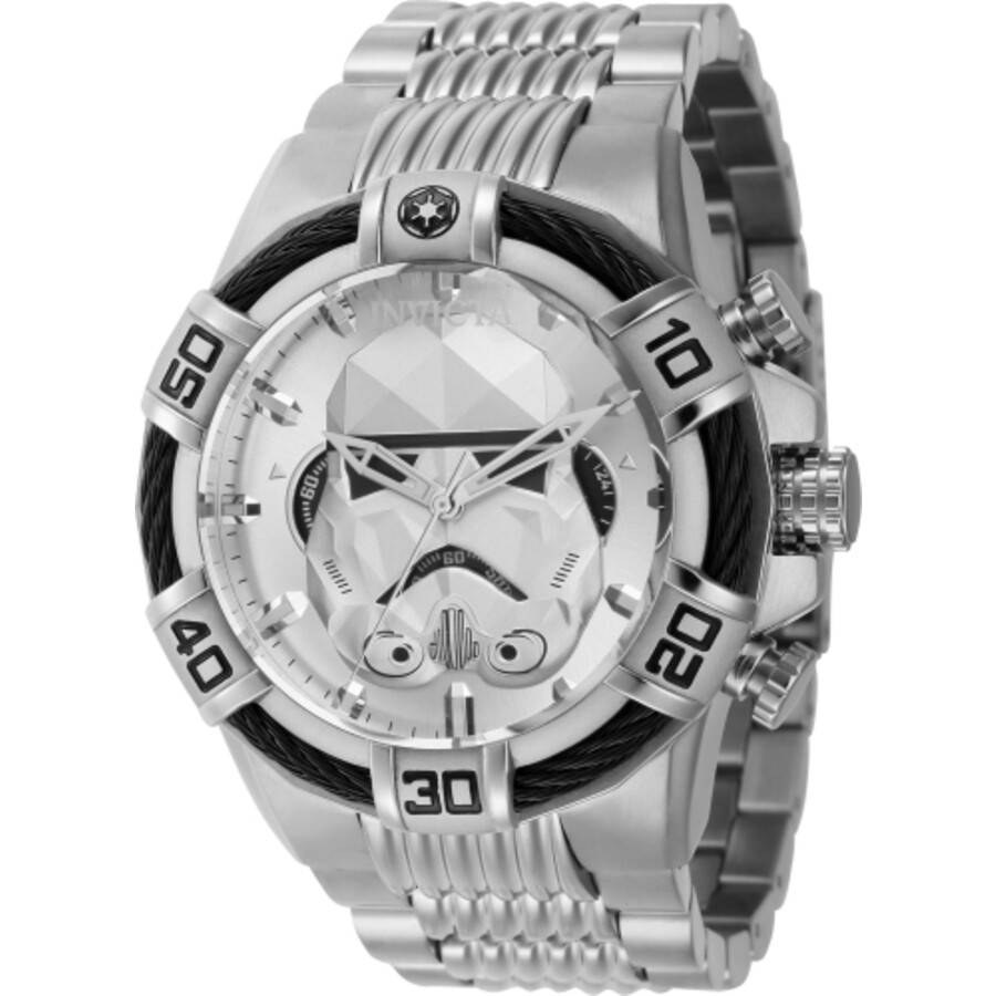 Invicta Star Wars Stormtrooper Chronograph GMT Quartz Silver Dial Men's ...