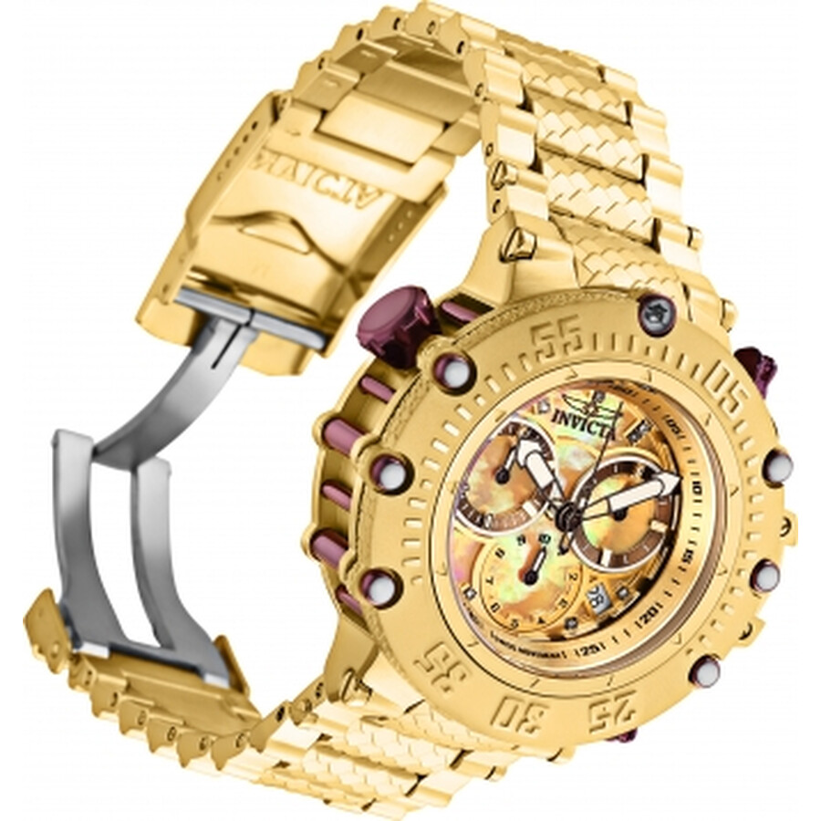 Invicta Subaqua Chronograph Quartz Diamond Gold Dial Ladies Watch 33251 ...