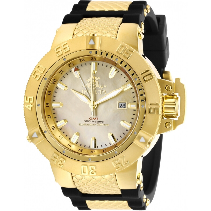 Invicta Subaqua Quartz Gold Dial Black Silicone Men's Watch 29616 ...