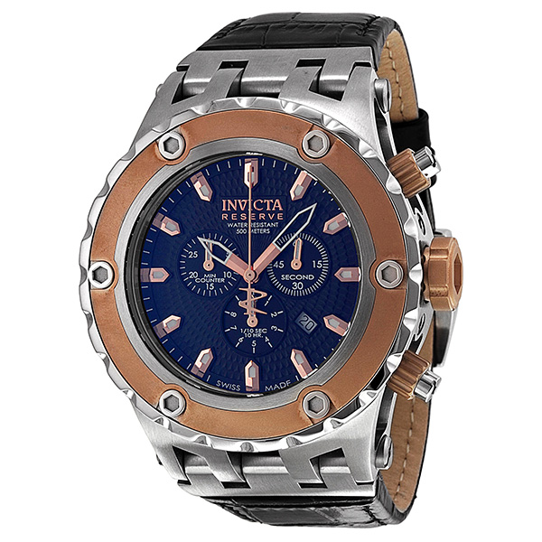 Invicta Subaqua Reserve Chronograph Blue Dial Rose Gold-tone Men's ...