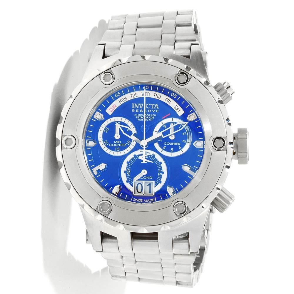 Invicta Subaqua Reserve Chronograph Blue Dial Stainless Steel Men's ...