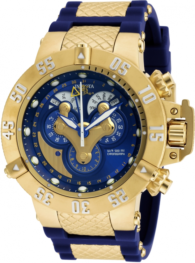 Invicta Subaqua Reserve Mechanical Chronograph Blue Dial Blue ...