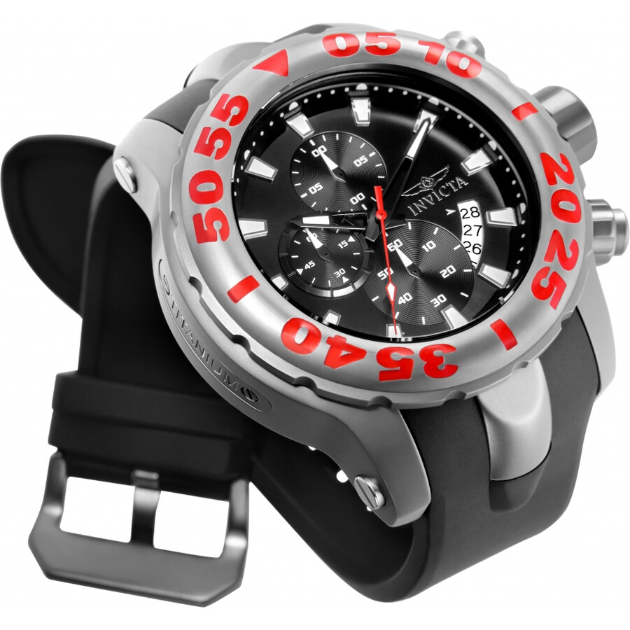 Invicta TI-22 Chronograph Black Dial Black Silicone Men'sWatch 20466 ...
