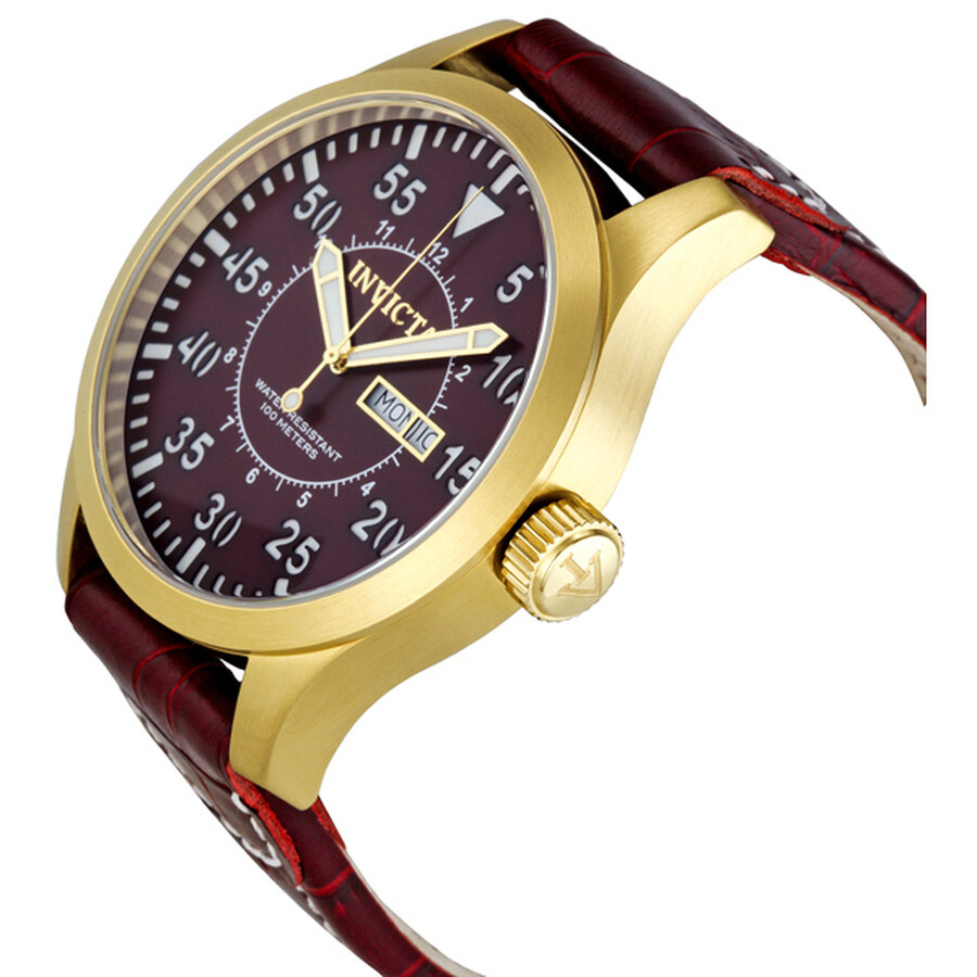 Invicta Invictia Specialty Burgundy Dial Calf Leather Men's Watch 11193 ...