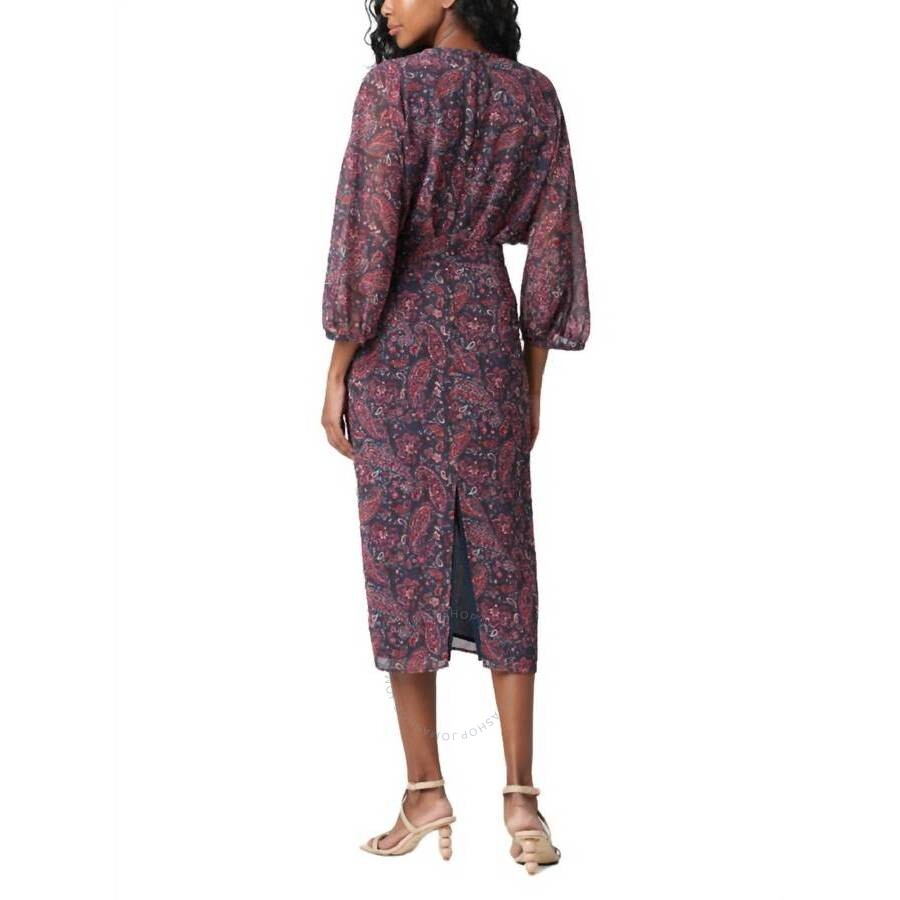Iris Setlakwe Ladies Flowy Dress Shirred Shoulder Raspberry Multi 62417 Raspberry Multi