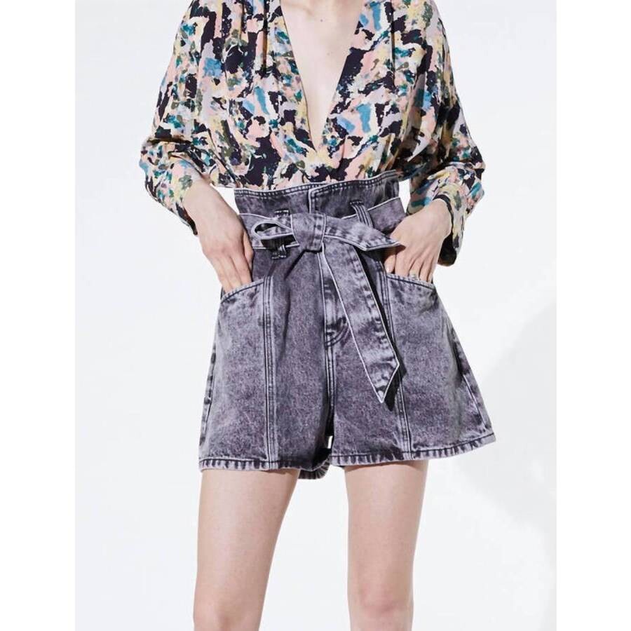 Iro Ladies Voukko Paperbag Denim Shorts Black 126606-Black - Apparel ...