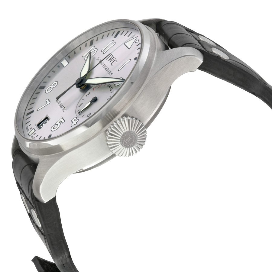 IWC Pilot Father Automatic Silver Dial Black Leather Men's Watch 5009 ...