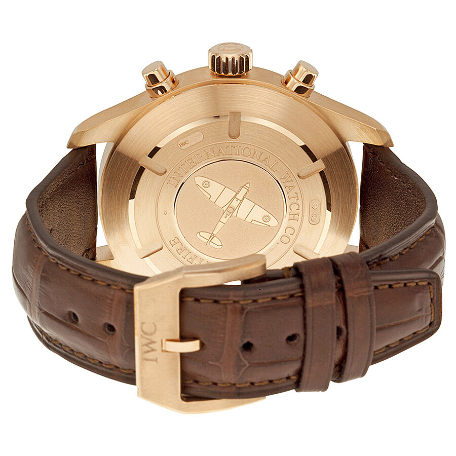 IWC Pilot Spitfire Grey Dial 18kt Rose Gold Brown Leather Men's Watch ...