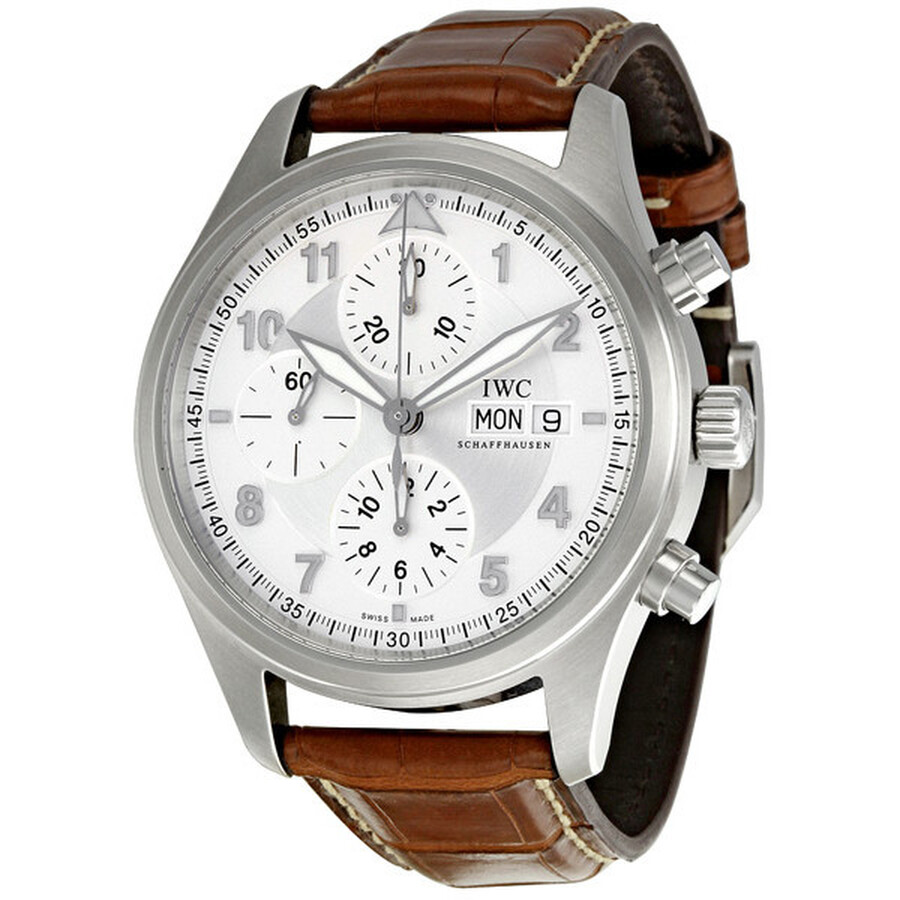 IWC Spitfire Pilot Chronograph Automatic Steel Brown Men's Watch ...