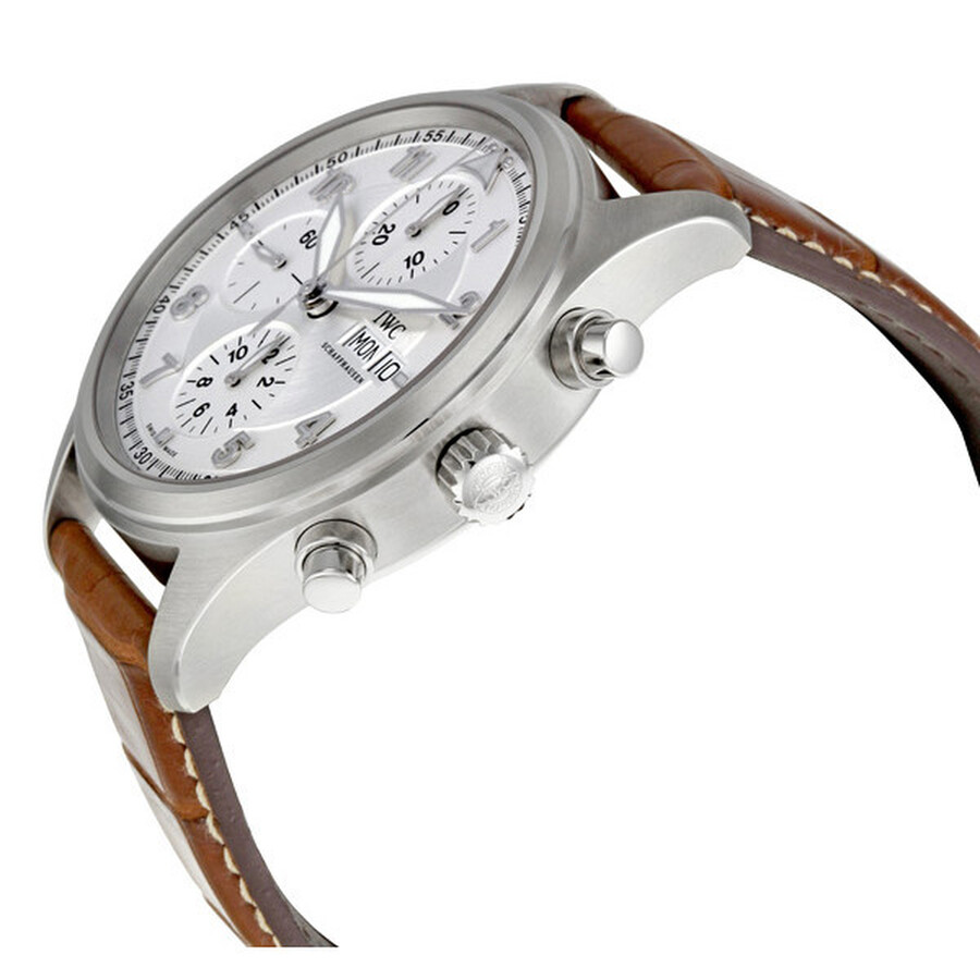IWC Spitfire Pilot Chronograph Automatic Steel Brown Men's Watch ...