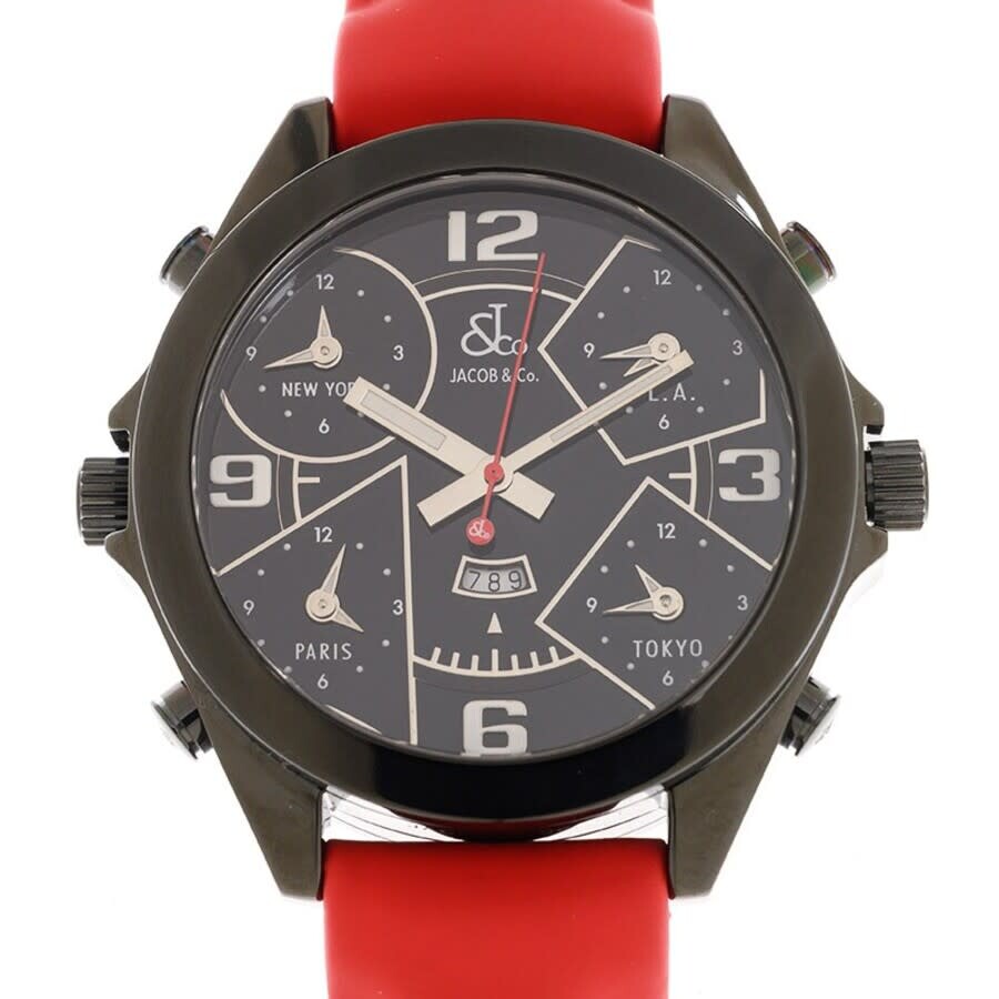 Jacob & Co. Five Time Zone Quartz Black Dial Men's Watch JCFTZ13700 ...