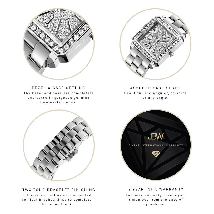 Jbw Cristal 28 Jewelry Set Silver-tone Dial Ladies Watch J6387-SetC ...