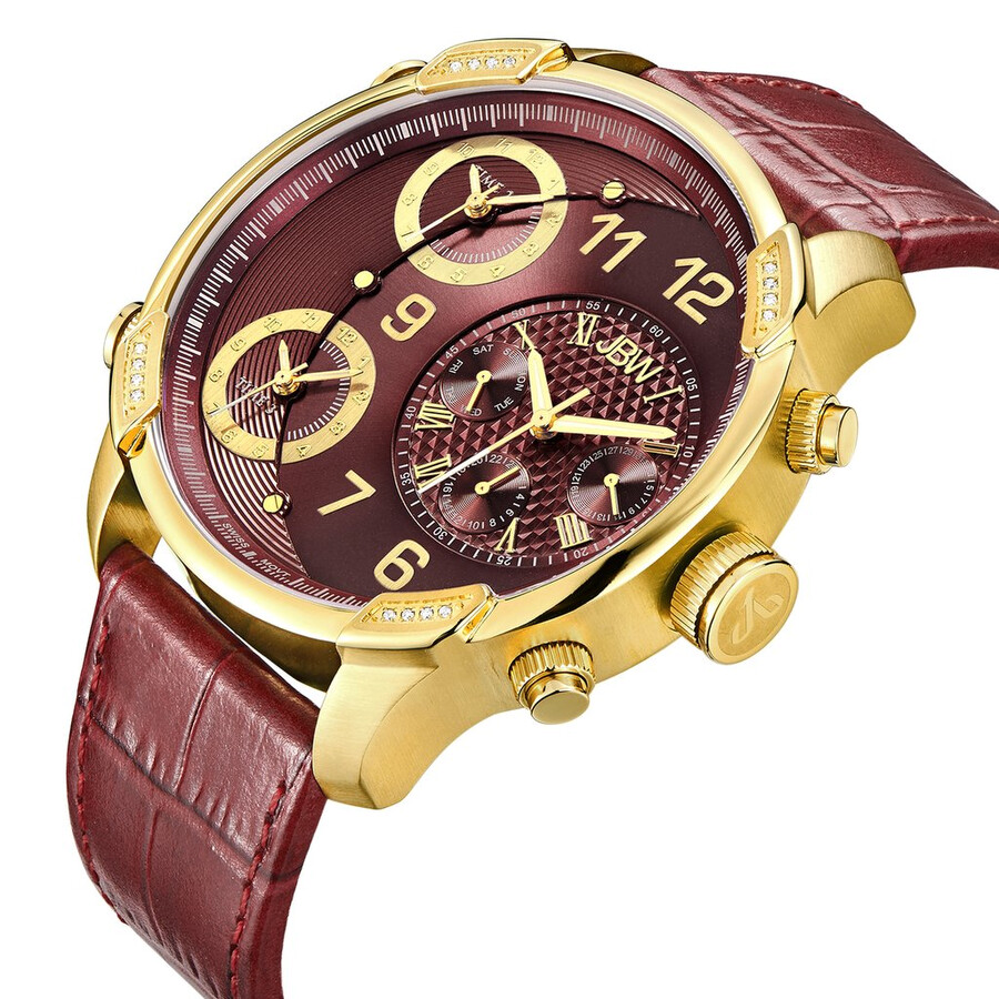 Jbw G4 Red Dial Three Time Zone Diamond Men's Watch J6248LP ...