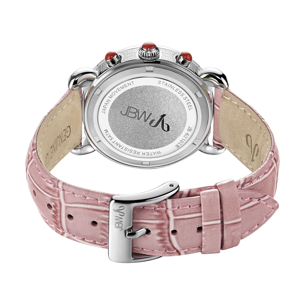 Jbw Victory Diamond Bezel Chronograph Mother of Pearl Dial Pink Leather ...