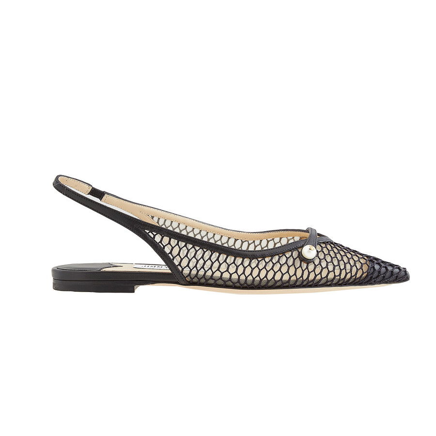 Jimmy Choo Amita 45 Fishnet Mesh And Nappa Slingback, Brand Size 37 ...