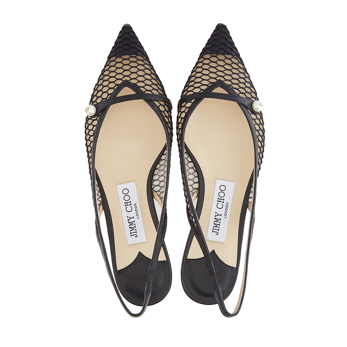 Jimmy Choo Amita 45 Fishnet Mesh And Nappa Slingback, Brand Size 37 ...