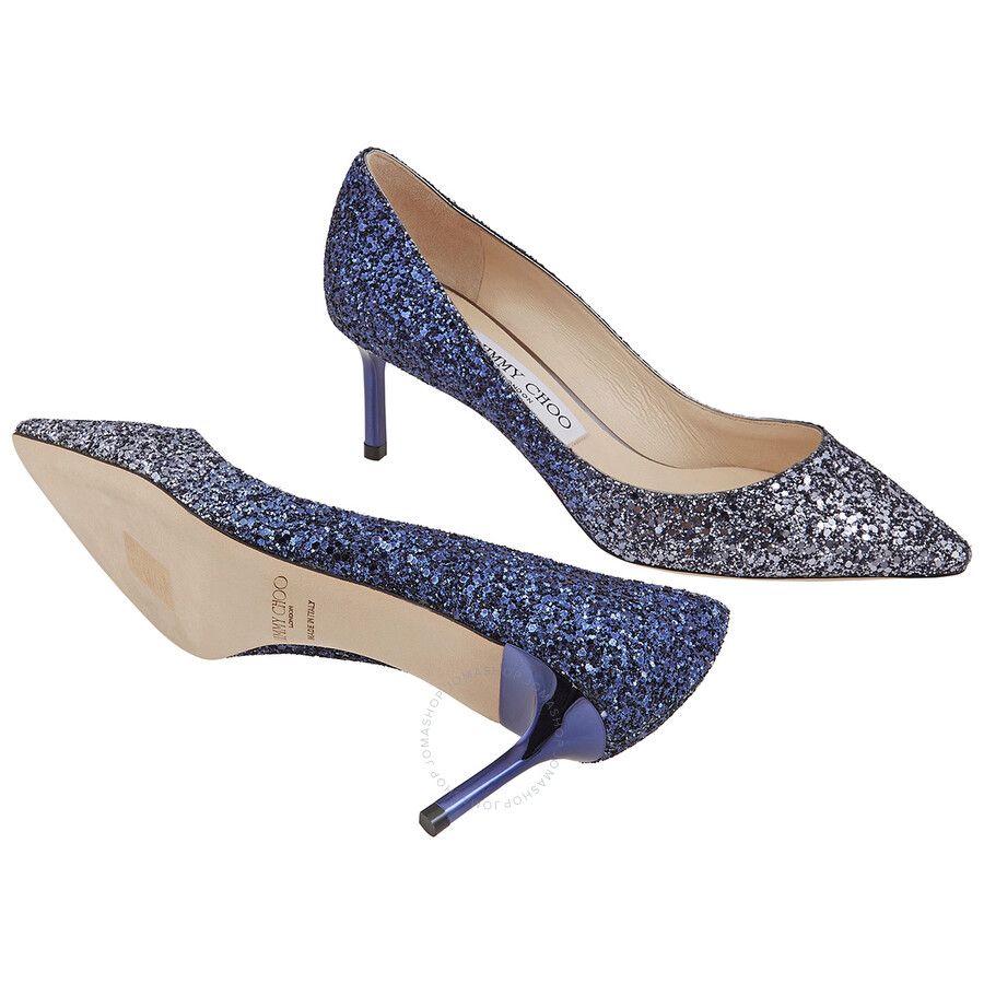 Jimmy Choo Anthracite/Navy Romy 60 Glitter Pumps, Brand Size 36 (US ...