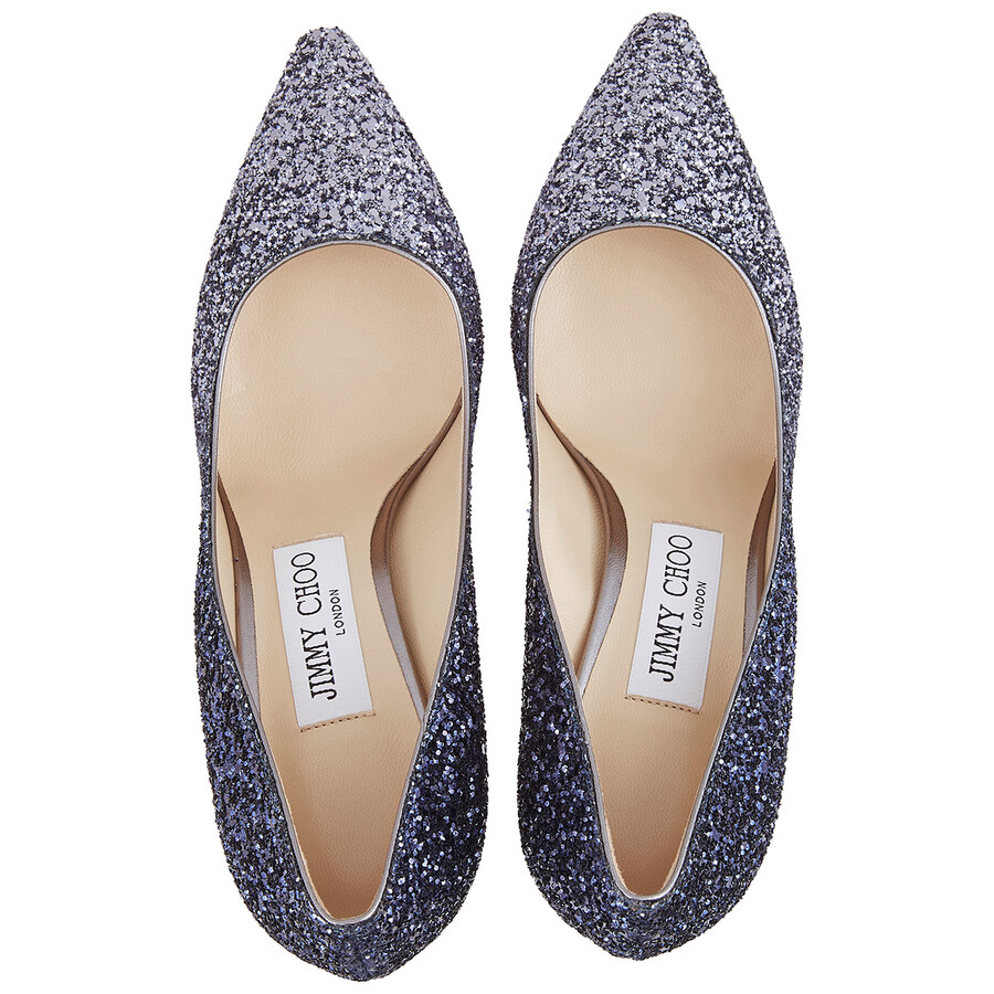 Jimmy Choo Anthracite/Navy Romy 85 Glitter Pumps, Brand Size 35 ( US ...