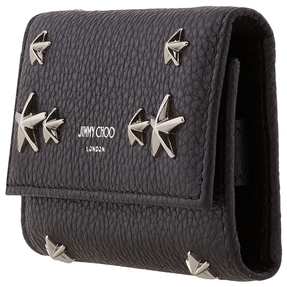 Jimmy Choo Black Leather Neptune Star Embossed Key Case NEPTUNE UUF ...