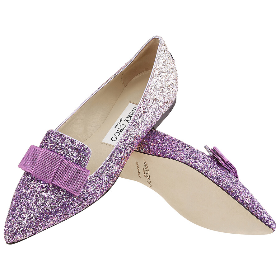 Jimmy Choo Gala Coarse Glitter Degrade Fabric Pointed-toe Flats, Brand ...