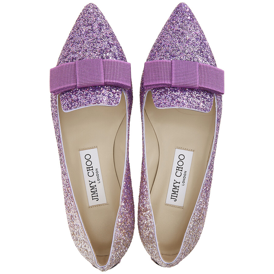 Jimmy Choo Gala Coarse Glitter Degrade Fabric Pointed-toe Flats, Brand ...