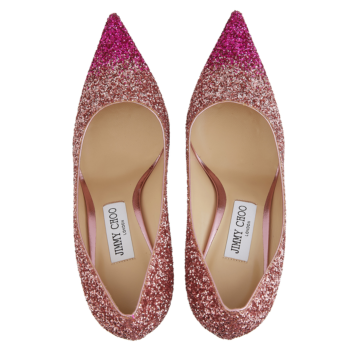Jimmy Choo Ladies Fucshia/Candy Pink Love 85 Horizon Glitter Pumps ...