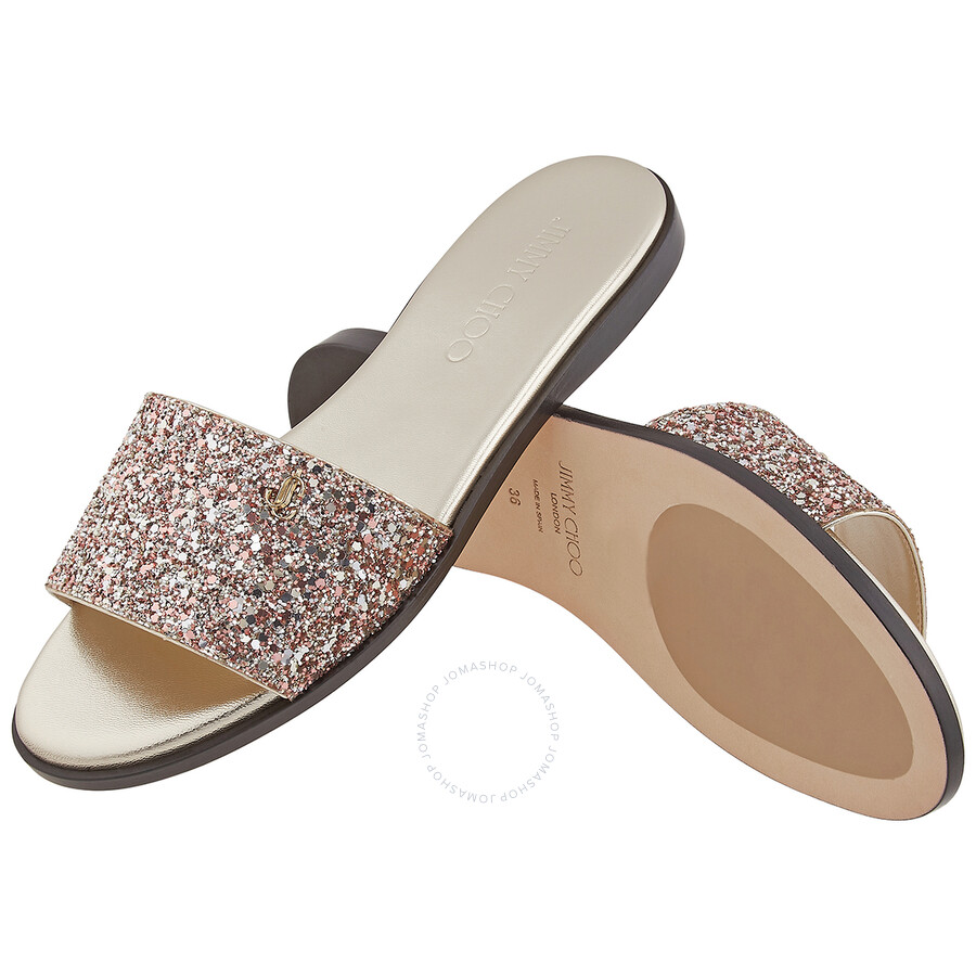 Jimmy Choo Ladies Minea Glitter Flat Sandals, Brand Size 36 ( US Size 6 ...