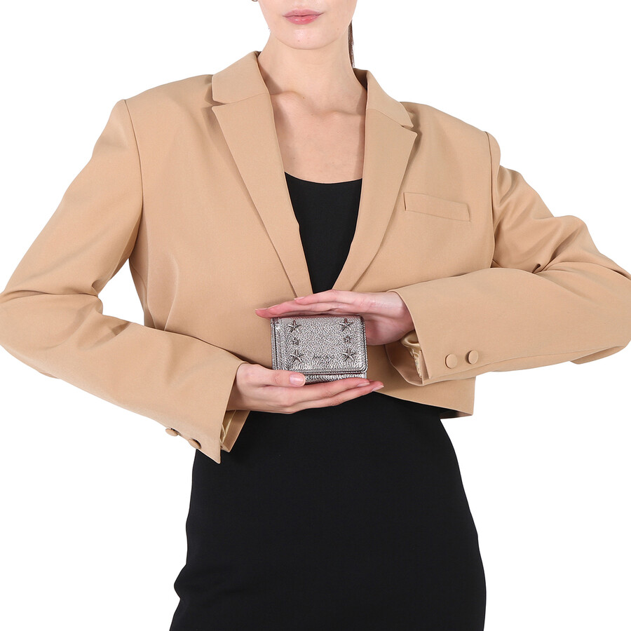 Jimmy Choo Ladies Nemo Leather Star Tri-Fold Wallet NEMO UUR GUN METAL ...