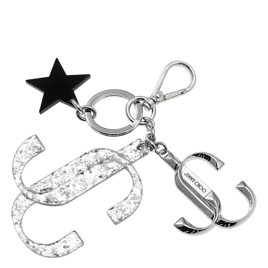 Jimmy Choo Ladies Silver Glitter Star JC Charm Key Ring JC KEYCHARM FOZ ...