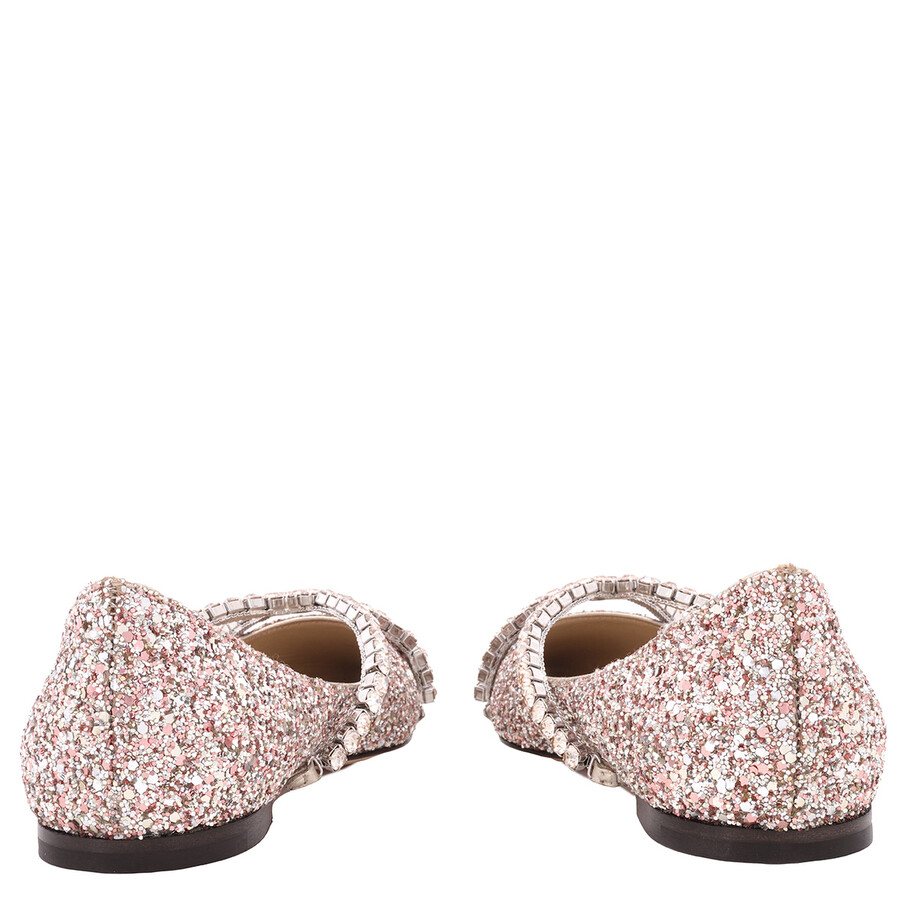 Jimmy Choo Rose Mix/Crystal Honey Glitter Genevi Flats, Brand Size 35.5 ...