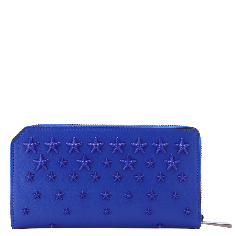 Jimmy Choo Ultraviolet/Ultraviolet Men's Carnaby Leather Travel Wallet With Stars CARNABY/S AOR ...
