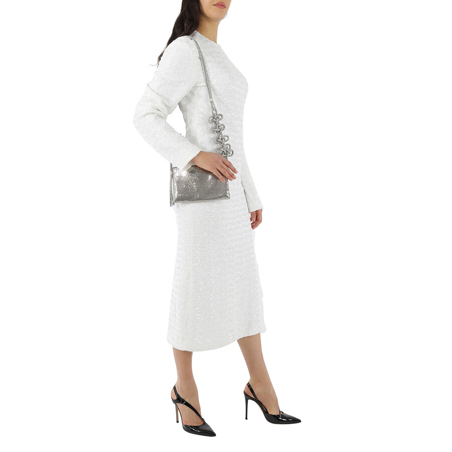 Kara Ladies Silver Crystal Knot Crossbody Bag HB249B-0965 958000007522 ...