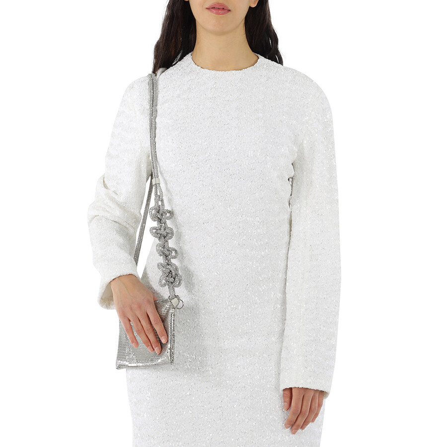 Kara Ladies Silver Crystal Knot Crossbody Bag HB249B-0965 958000007522 ...