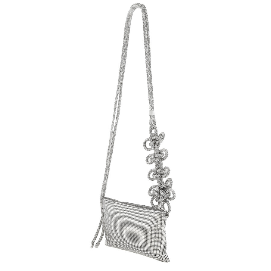 Kara Ladies Silver Crystal Knot Crossbody Bag HB249B-0965 958000007522 ...