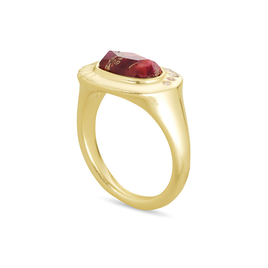 Kendra Scott Anna 14K Yellow Gold Plated Brass and Maroon Jade Ring Sz ...