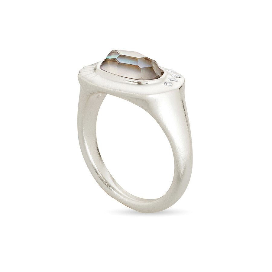 Kendra Scott Anna Rhodium Plated Brass and Mother Of Pearl Ring Sz 8 ...